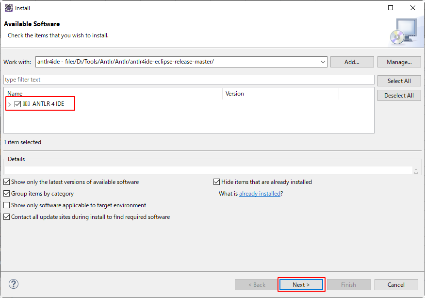 【Eclipse+Antlr4之02】Eclipse中安装Antlr4(下载后本地安装)_antlrdt eclipse 离线安装-CSDN博客