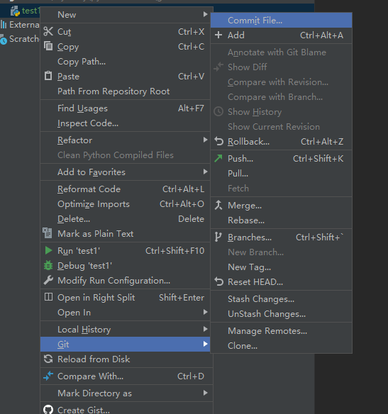 Pycharm git-创建本地仓库\创建分支\合并分支\回溯版本\加入git后文件颜色代表的含义_python中git显示不同颜色-CSDN博客
