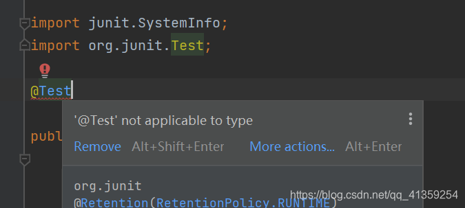 Test Not Applicable To Type Junit测试 Test Not Applicable To Type Csdn博客