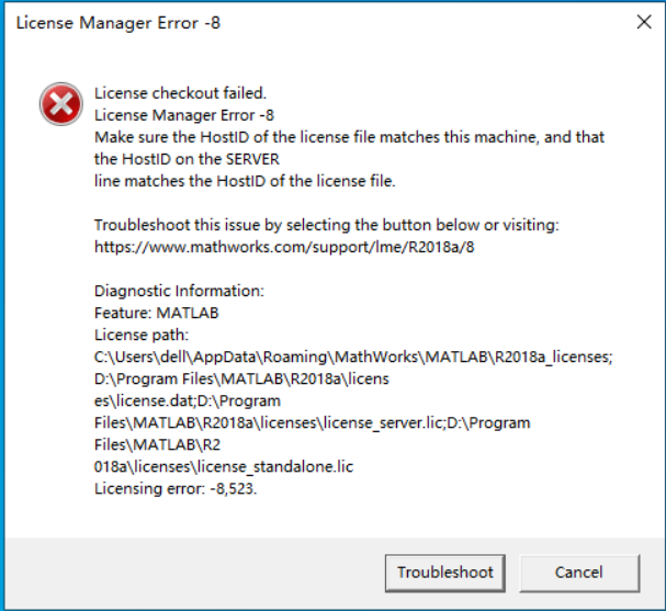 Matlab2018a License Checkout Failed 8matlab2018 License Checkout Failed Csdn博客 