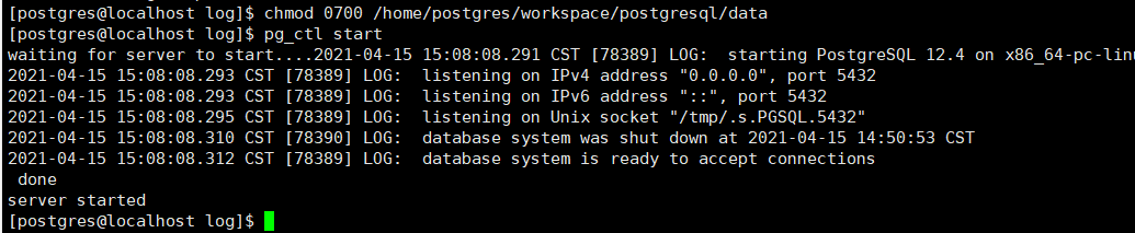 使用pg_ctl的时候出现错误：waiting for server to start....2021-04-15 15:05:20.818 CST [78361] FATAL: data ...