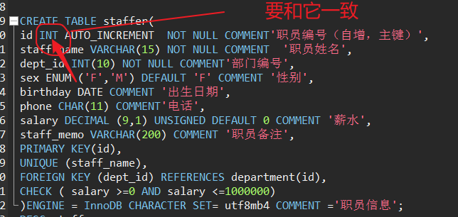 Mysql建表rferencing Column ‘‘ And Referenced Column ‘ In Foreign Key Constraint ‘‘ Are 
