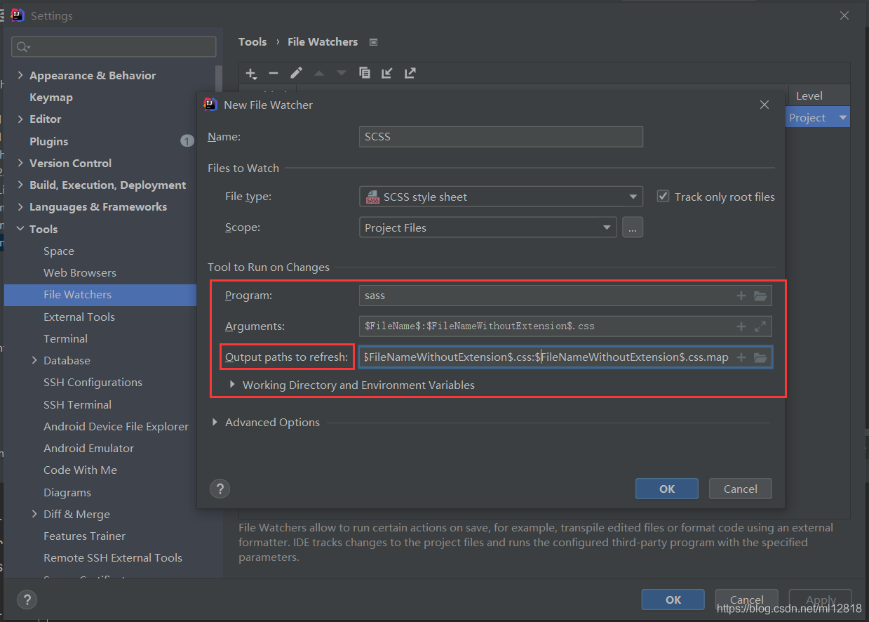 Idea Scss文件自动编译成css文件enable File Watcher To Compile Scss To Css Csdn博客