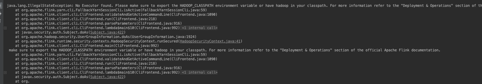 【FLINK】 No Executor found. Please make sure to export the HADOOP_CLASSPATH_flink 1.14 java.lang ...