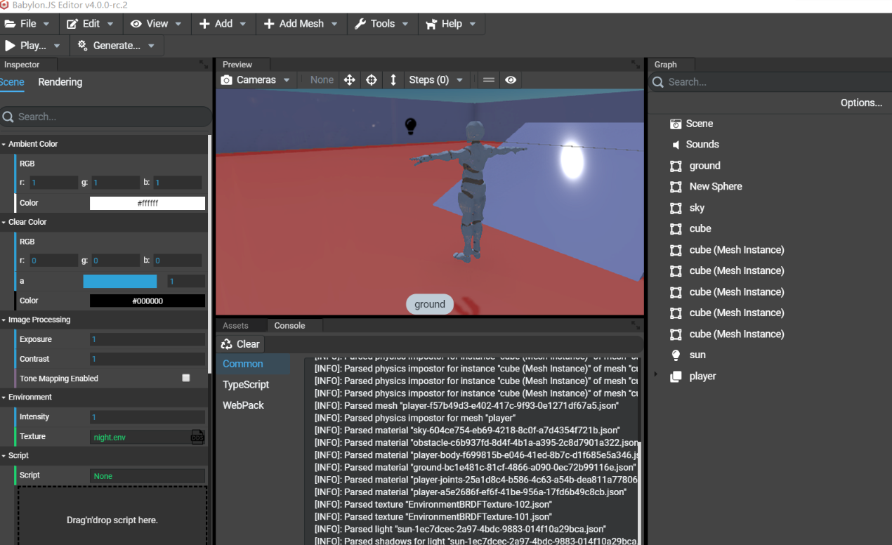 Babylonjs 基础教程与填坑②editor在线编辑器操作教程【不推荐使用】_babylonjs editor-CSDN博客