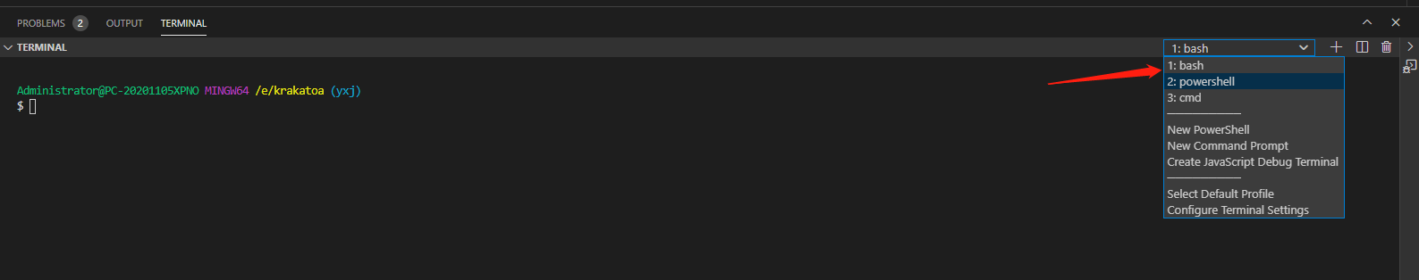 Vscode配置终端集成git（bash） 新建终端并更改vscode中的集成终端标题 小景uu的博客 Csdn博客