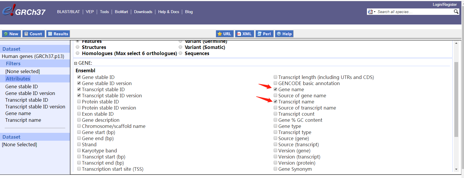ensembl数据库BioMart使用，查找转录本ID在ensembl与refseq中的对应关系_ensembl的转录本号怎么查询-CSDN博客