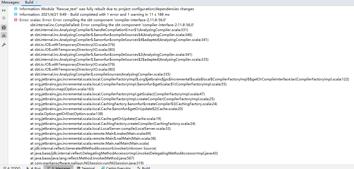 idea 运行scala报错 Error compiling sbt component ‘compiler-interface-2.11.8-56.0‘_idea找不到路径compiler ...