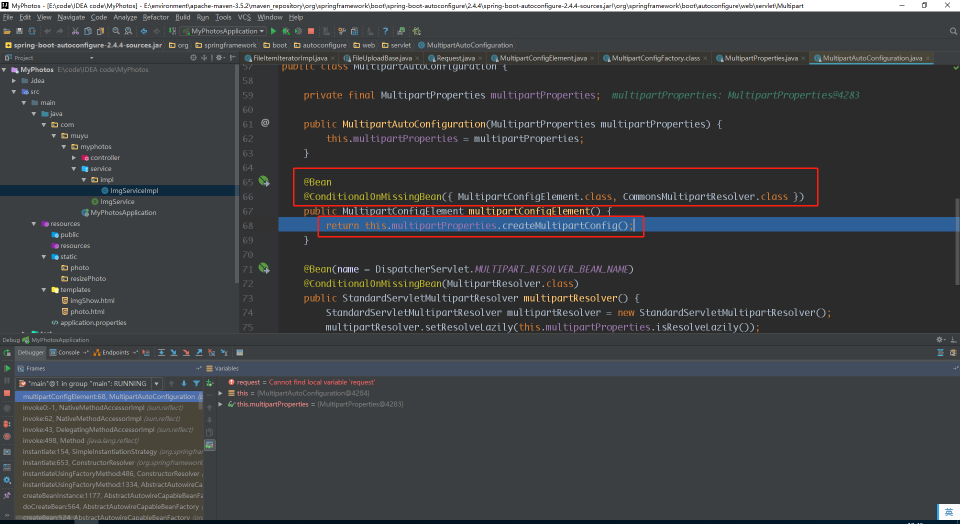 springboot文件上传，文件过大引发异常SizeLimitExceededException——思考与解决办法（Debug分析自动装配）_request processing ...