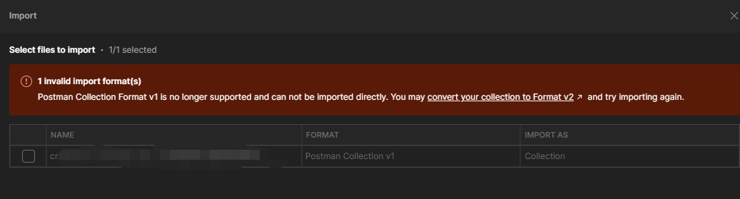 postman导入数据invalid import format(s)问题解决_1 invalid import format(s) postman collection form-CSDN博客