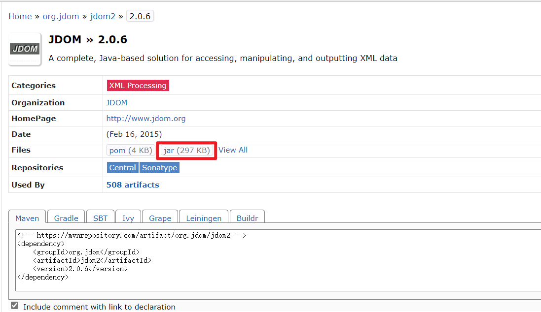 JDOM包的下载地址和mvnrepository网站-CSDN博客