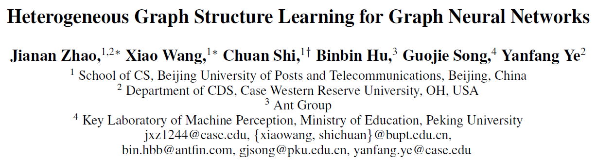 GNN 2021(八) Heterogeneous Graph Structure Learning for Graph Neural ...