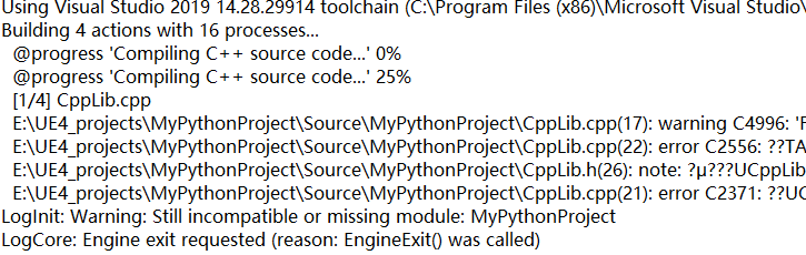 【UE4】Build Failed - The following modules are missing or built with a different engine version ...