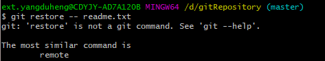 git: ‘restore‘ is not a git command. See ‘git --help‘.解决办法_git: 'restore' is not a git command ...