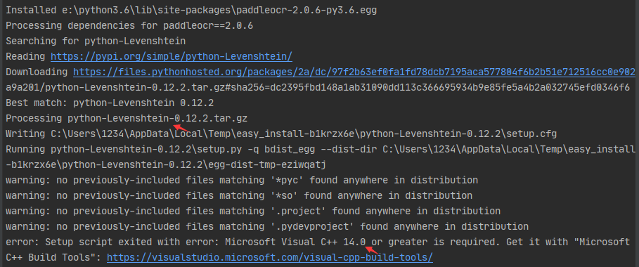 error: command ‘cl.exe‘ failed: No such file or directory|python -paddleocr下载问题_paddleocr下载失败-CSDN博客