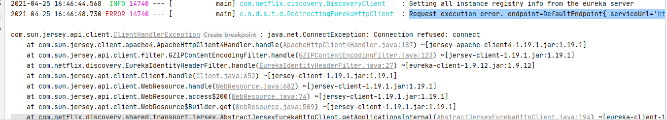 (已解决)Request execution error. endpoint=DefaultEndpoint{ serviceUrl=‘http://localhost:8761/eureka ...