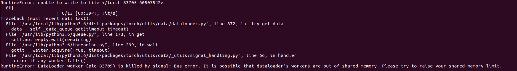 Pytorch报错“runtimeerror Dataloader Worker Pid 83709 Is Killed By Signal Bus Error It Is 8554