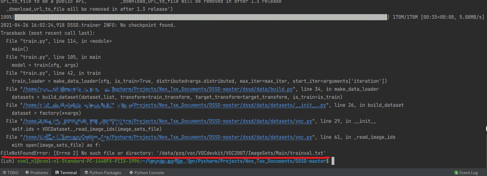 FileNotFoundError: No such file or directory:‘ /data/voc/VOCdevkit ...