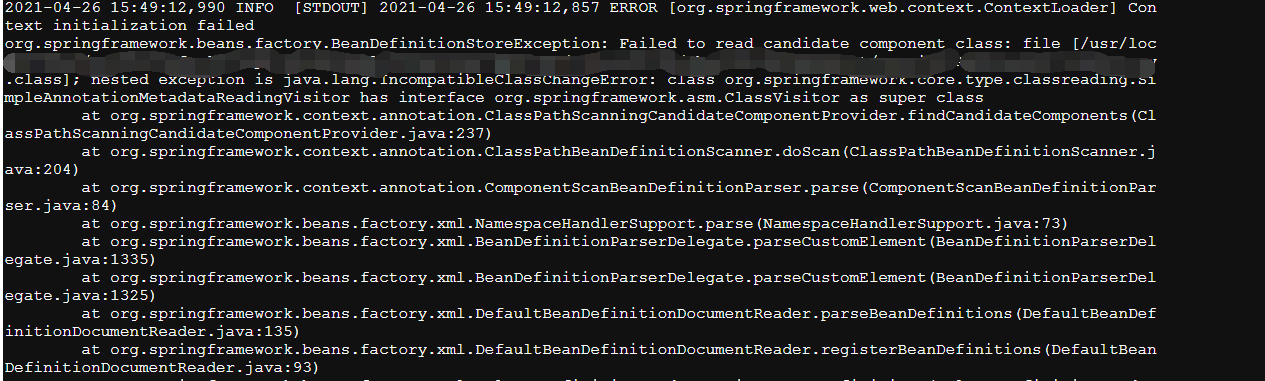spring org.springframework.asm.ClassVisitor 相关jar包冲突_class org.springframework.core.type ...