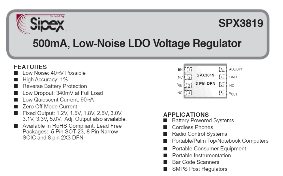 低噪声，高精度电源管理芯片SPX3819M5-CSDN博客