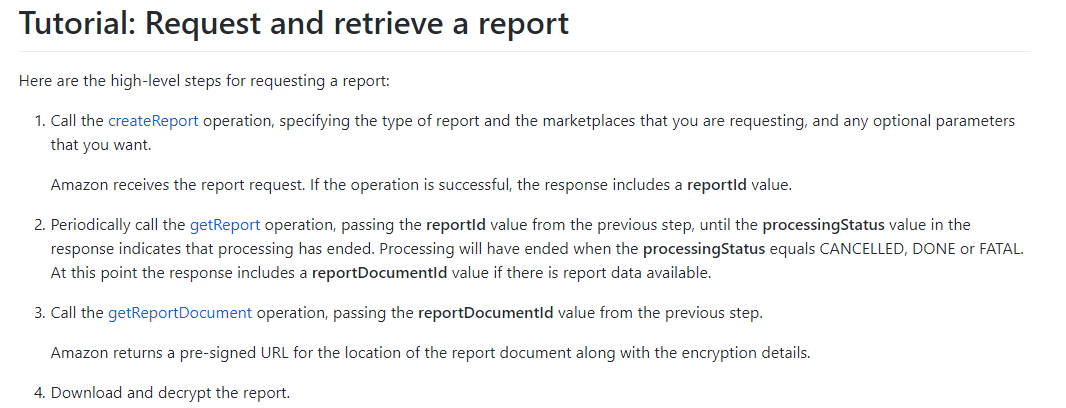 对接亚马逊 SP-API(Amazon Selling Partner API) 第五章：Reports 模块_亚马逊退货api-CSDN博客