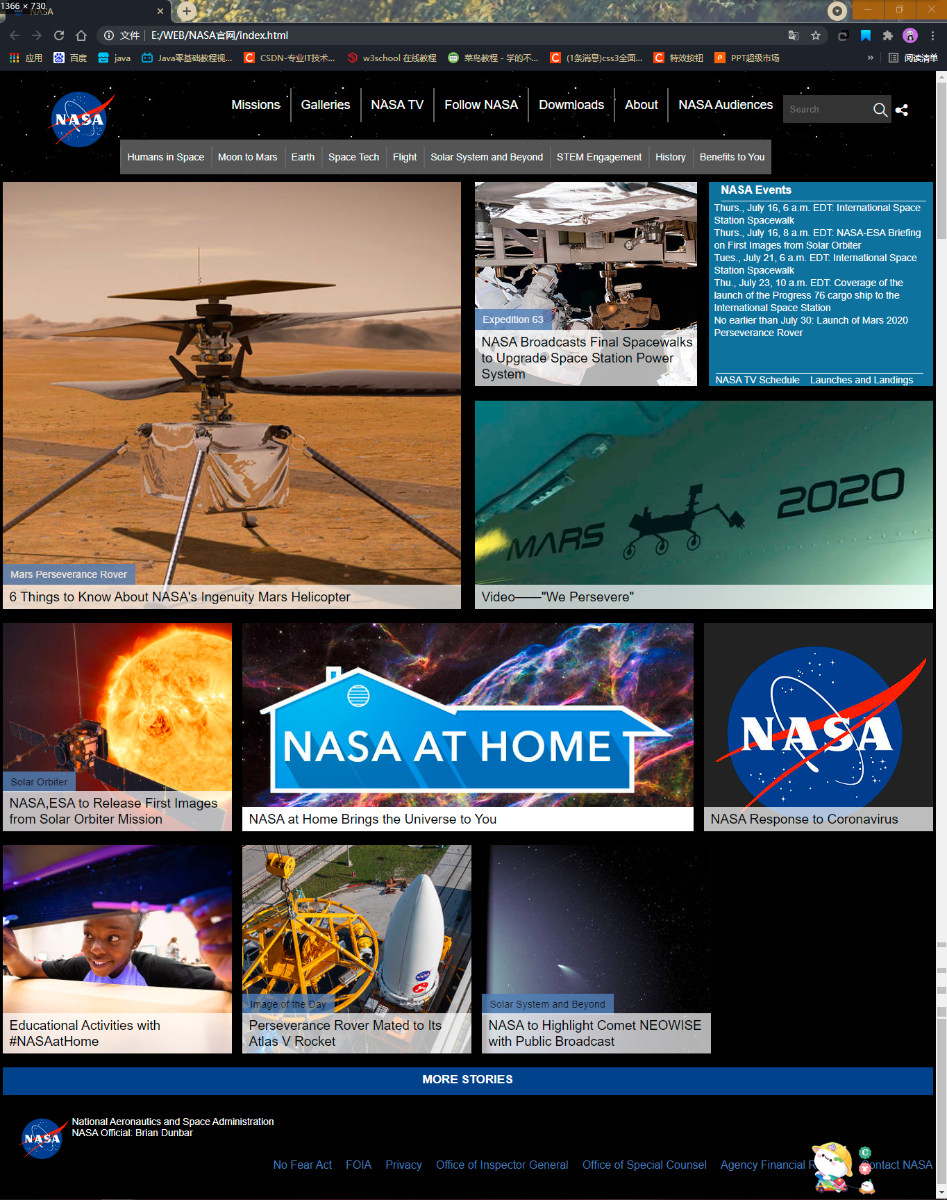 HTML+CSS 仿NASA首页（期末考试项目）_网页设计nasa登陆页面-CSDN博客