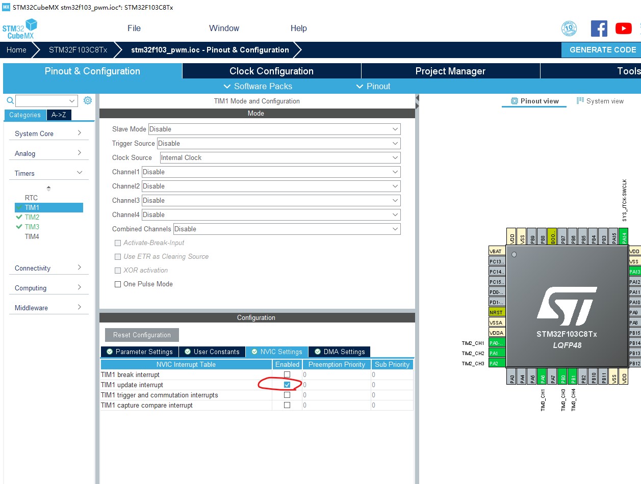 stm32Cube TIM1 定时器 中断_stm32定时器1定时1ms-CSDN博客