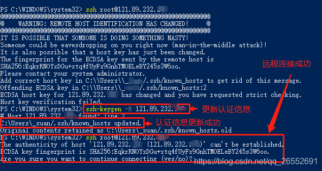 Add correct host key in C:\\Users\\xxx/.ssh/known_hosts to get rid of this message.-CSDN博客