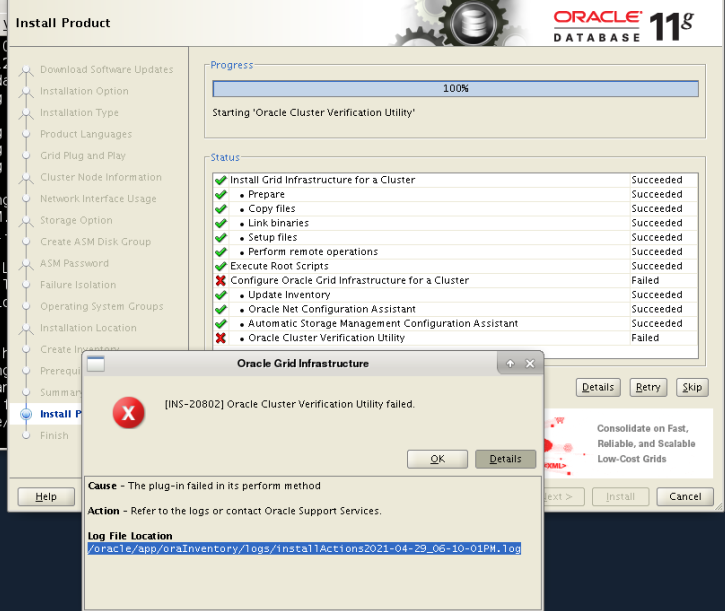ins-20802 oracle cluster verification utility failed-CSDN博客