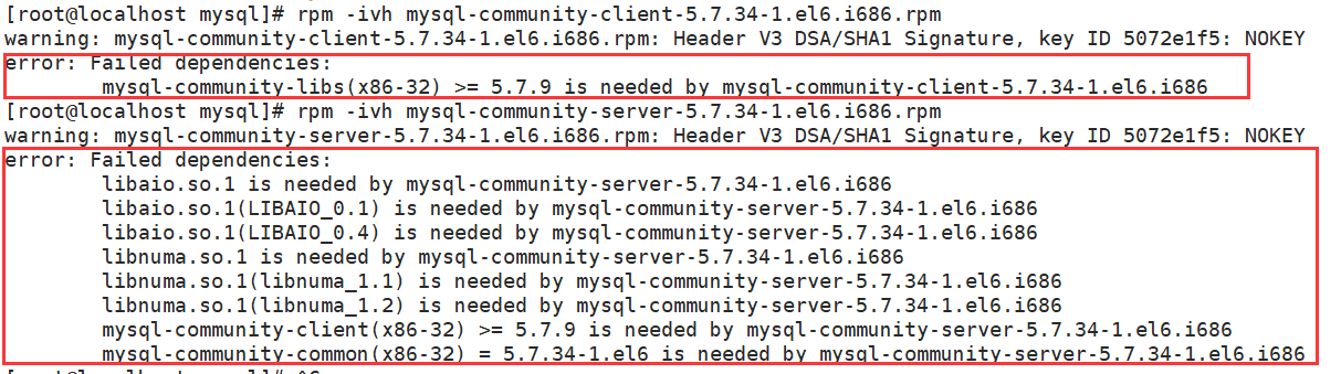 在Linux中安装MySQL报错“error: Failed dependencies: mysql-community-libs(x86-32) ＞= 5.7.9 is needed by ...