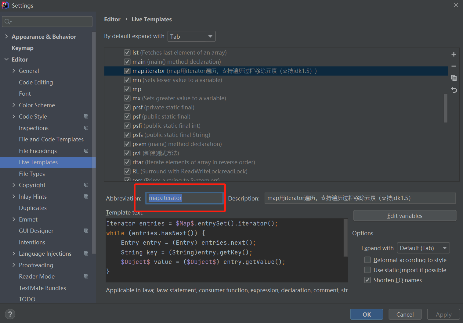 如何在idea中设置Map用iterator遍历的快捷键_idea map循环快捷键-CSDN博客