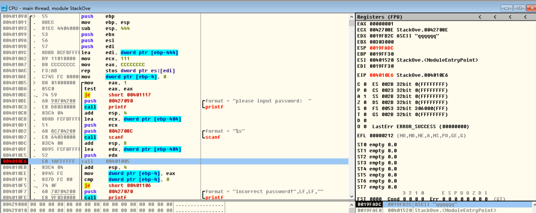 【简单栈溢出】使用Ida&&OD分析_ida和od-CSDN博客