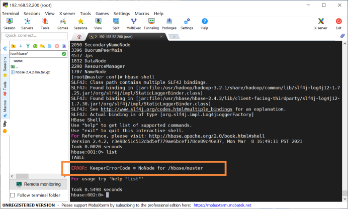 ERROR: KeeperErrorCode = NoNode for /hbase/master-CSDN博客