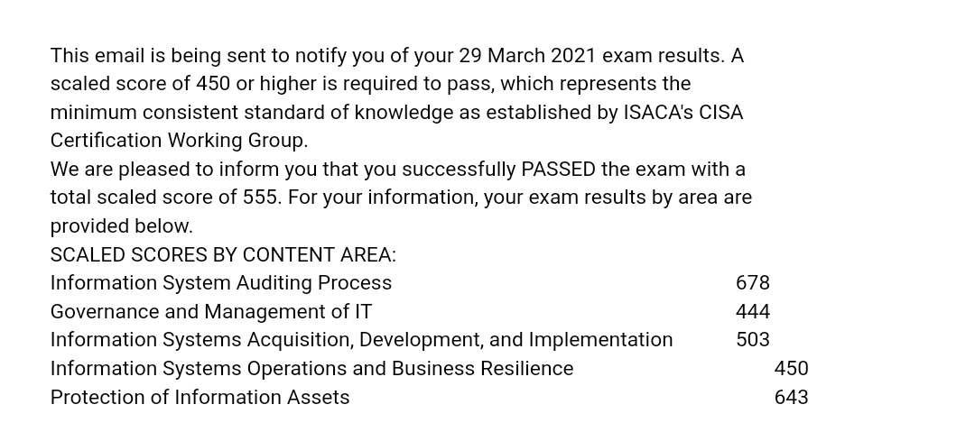 再接再厉，一次性轻松通过CISA考试_cisa考试做对100题能过吗-CSDN博客