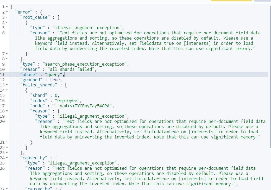 Text fields are not optimised for operations that require per-document field data like ...