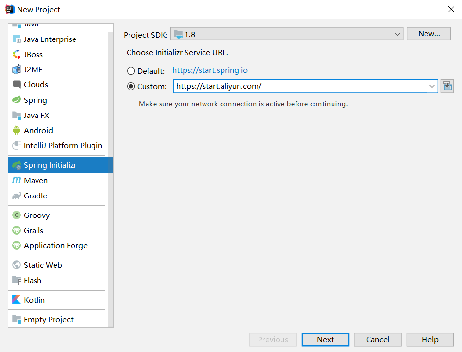 Initalization failed for ‘https://start.spring.io‘.Please check URL, network and proxy settings的 ...