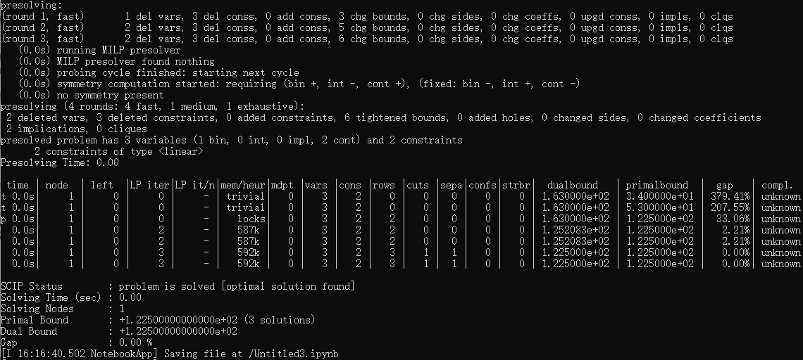 规划求解器SCIP在jupyter上的使用教程--附示例&代码&Tips&踩坑_pyscipopt怎么求解,给出python代码-CSDN博客
