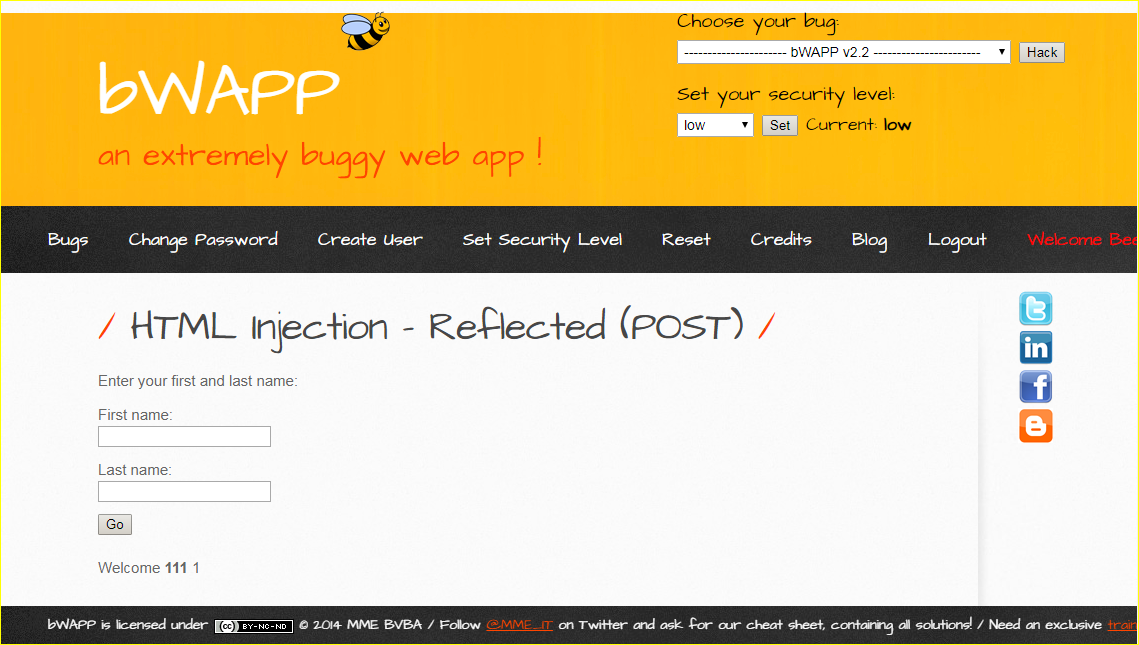 BWAPP靶场-HTML injection-Reflected（POST）_html injection - reflected (post)-CSDN博客