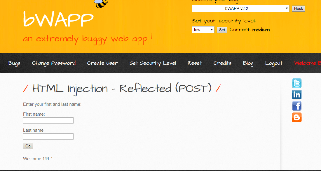 BWAPP靶场-HTML injection-Reflected（POST）_html injection - reflected (post)-CSDN博客