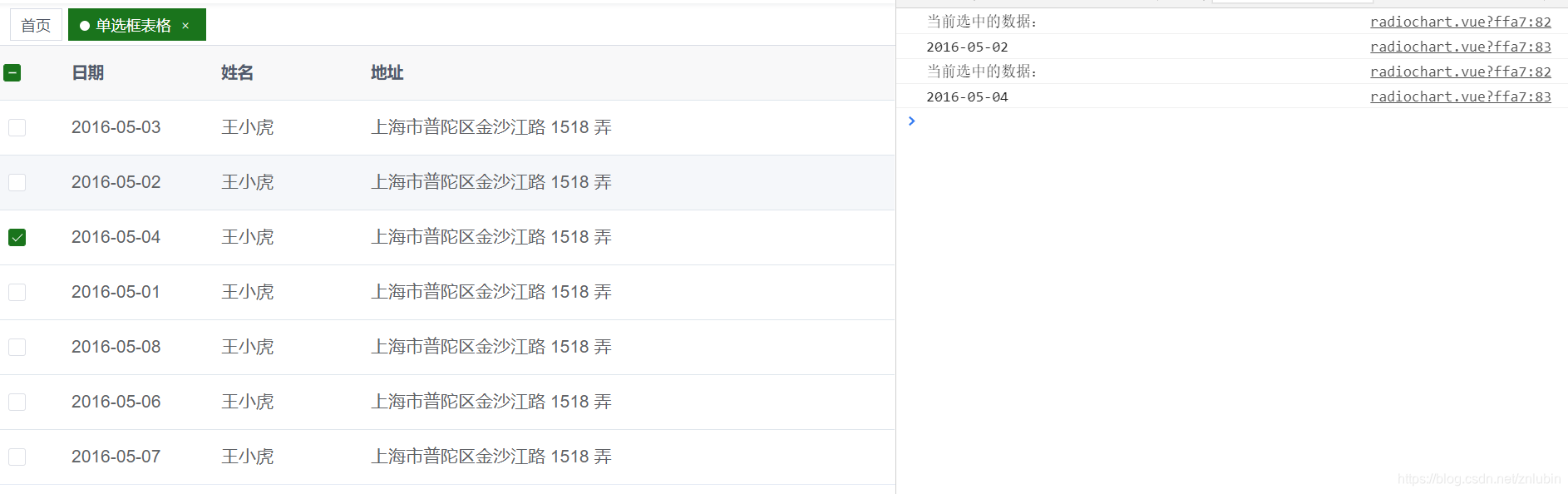 利用elementui中的table组件,实现带单选框效果的table组件 Elementui Table 单选框 Csdn博客