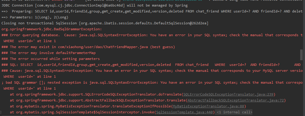 Caused by: java.sql.SQLSyntaxErrorException_caused by: java.sql.sqlsyntaxerrorexception: unkno ...