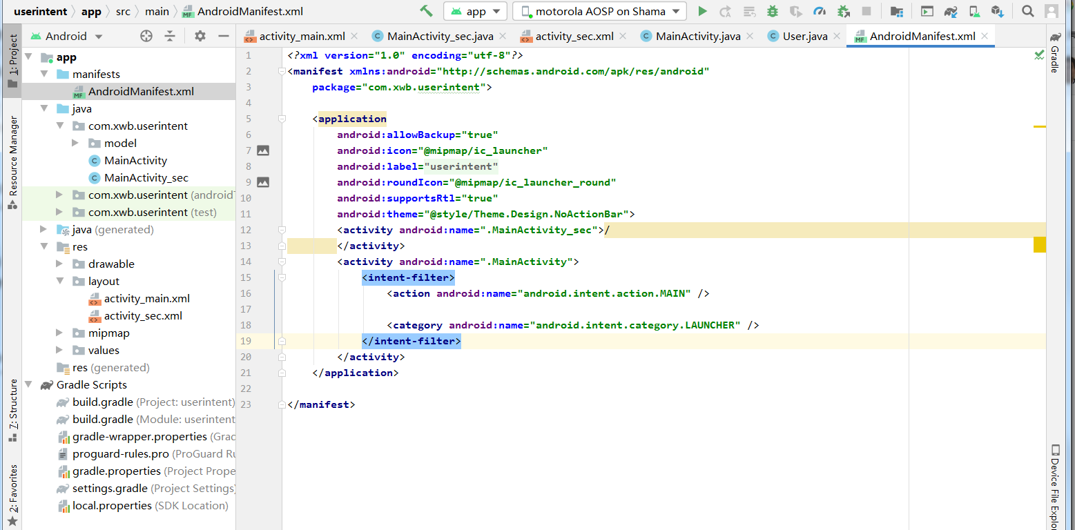 Android Studio基础项目-两个Activity的Intent跳转与传值，并onActivityResult回传一个/多个值，与回传消息内容。_android studio ...