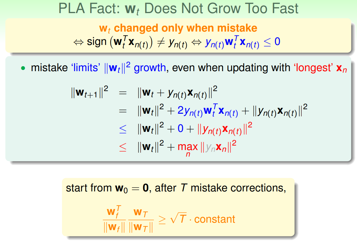 【机器学习】PLA (感知机算法 Perceptron Learning Algorithm)_对于感知器算法(pla),假设第t次迭代时,选择的是第n个样本:,下述那个式子正确 ...