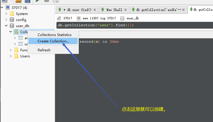 Cannot create namespace user_db.user in multi-document transaction.； nested exception is com ...