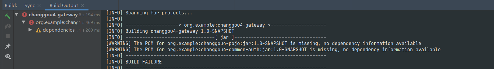Maven打包报错：jar:1.0-SNAPSHOT is missing, no dependency information available_the pom for com.sky ...