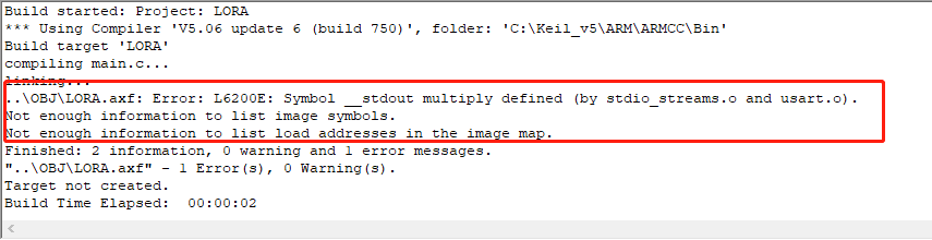 Error: L6200E: Symbol __stdout multiply defined (by stdio_streams.o and usart.o)._stdout ...