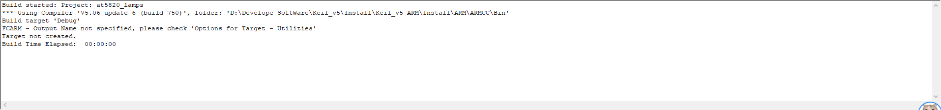 在KEIL ARM中添加新的.C文件后出现：FCARM - Output Name not specified, please check ‘Options for Target ...