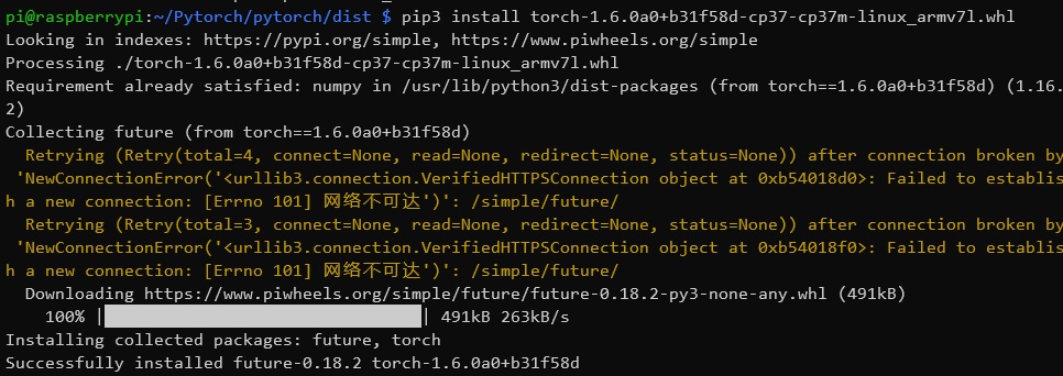 树莓派4B安装Pytorch, torchvision（附已编译安装包）_树莓派安装pytorch到sd卡-CSDN博客