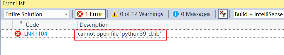 【VS2017】“LNK1104 cannot open file ‘python39_d.lib‘ “_fatal error lnk1104: cannot open file ...